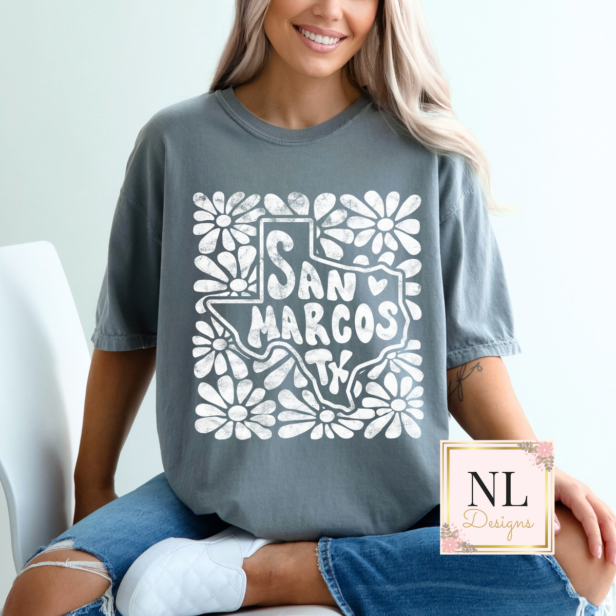 San Marcos Distressed Floral Comfort Colors – NL Designs